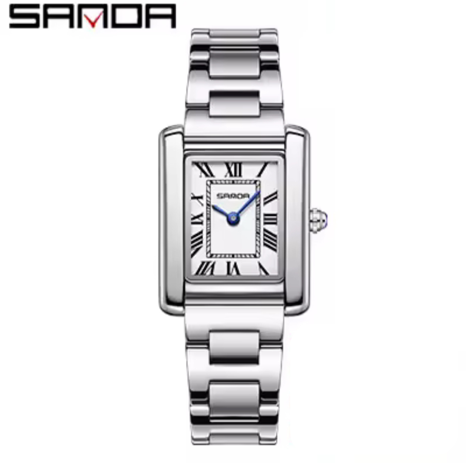 SANDA Men's Watch Classic Roman Numeral Silver Dial Stainless Steel ...