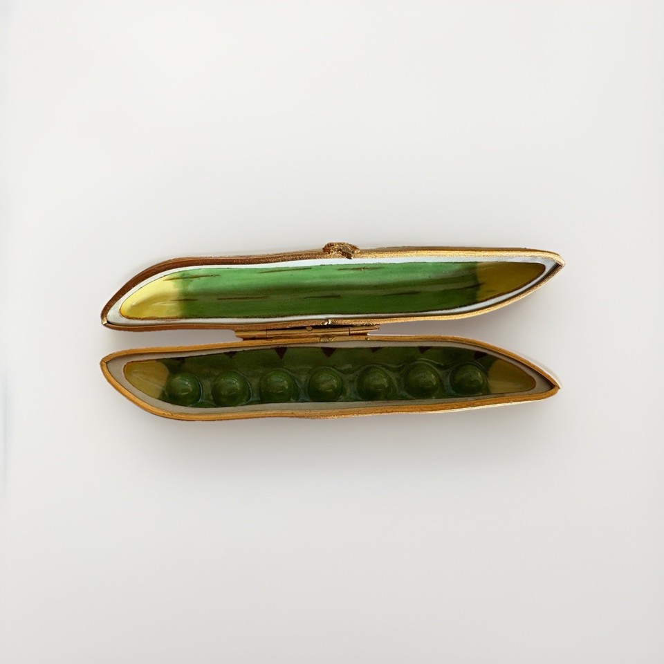 Vintage Limoges France Green Pea Pod Hinged Trinket Box | eBay