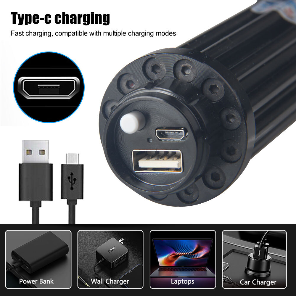 6W 450nm Blue Laser Pointer Pen Visible Light Beam Lazer USB Charging w ...