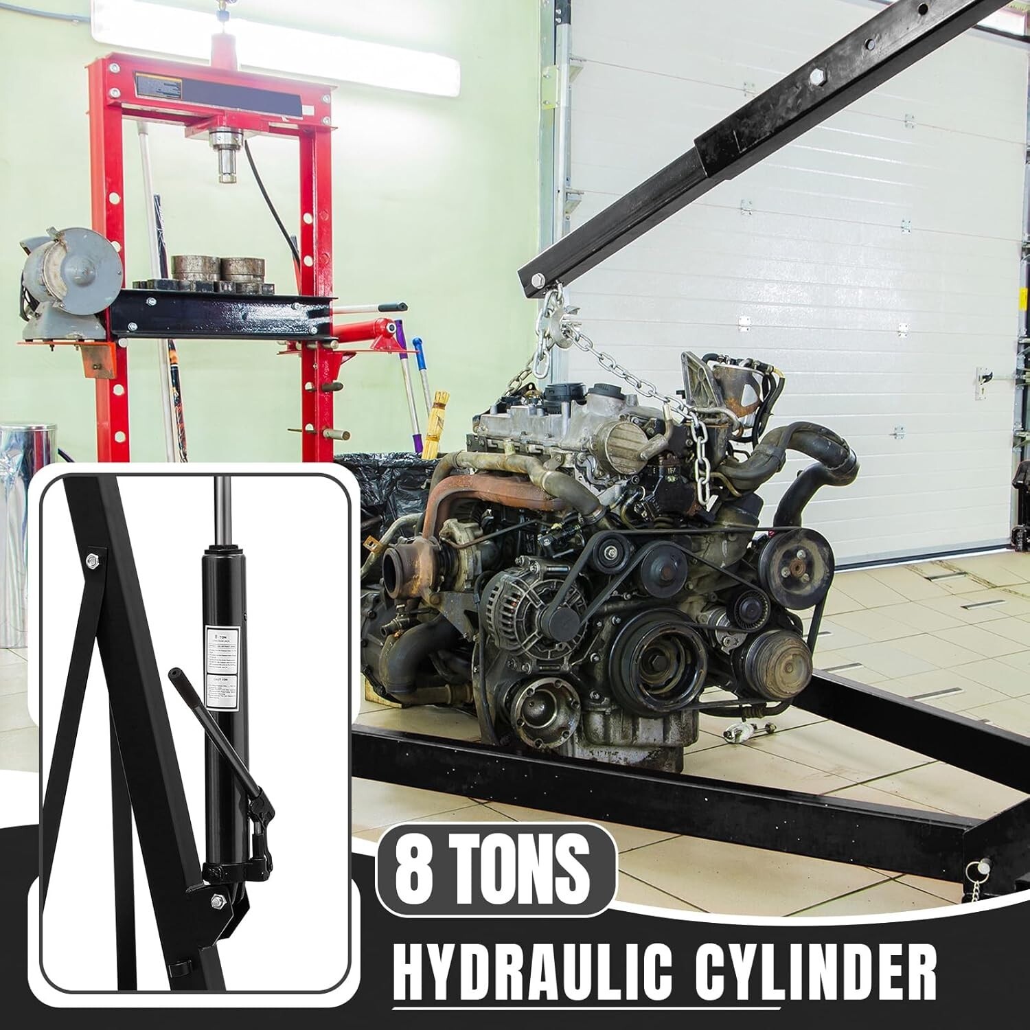 4400lbs Steel Folding Engine Hoist, Heavy Duty, Cherry Picker, Crane ...