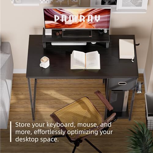 39 Inch Computer Desk with Monitor Stand Small Home Office Desks 40 ...