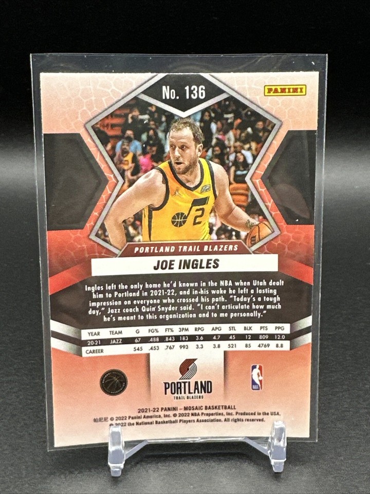 2021-22 Panini Mosaic Joe Ingles Portland Trail Blazers #136 | eBay