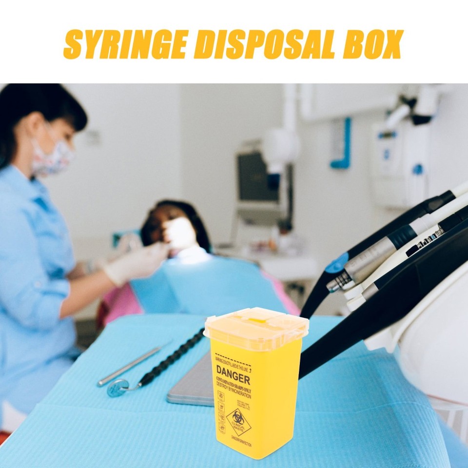 Sharps Container Small Plastic Needle Disposal Box With Lid 0.26 Gallon ...