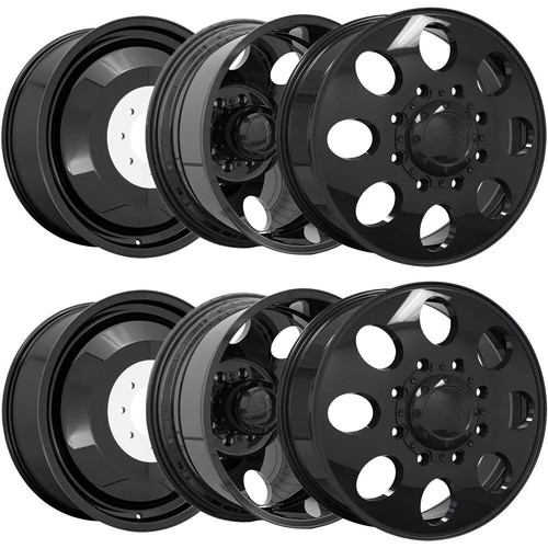 (Set-6) Ion 167 Dually 20x8.25 8x165.1 8x6.5 -192mm Black Wheels Rims ...