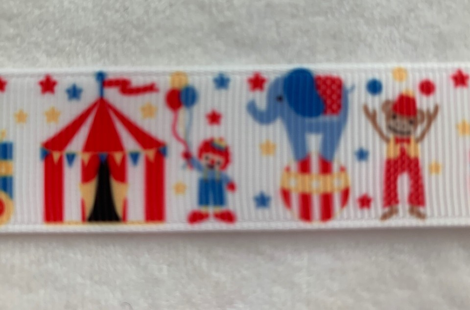 Circus tent train animals on white Grosgrain ribbon BTY 7/8" | eBay