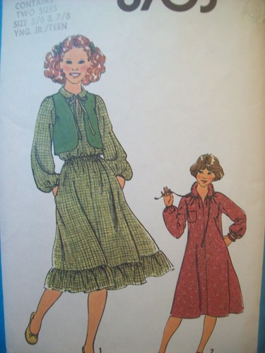Vintage Simplicity Pattern 8703 Girls 1970s Tent Dress/Vest Cut Size 5/ ...