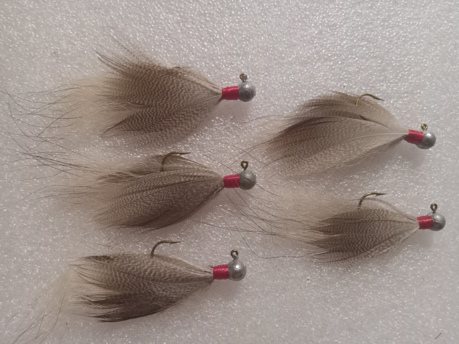 Smoo's Custom Jigs (5) 1/16 Oz. Ducktail Float N Fly Jigs Redhead. *304 ...