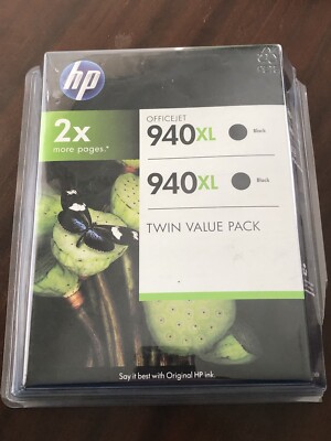 HP 940 XL Black 2 Pack Printer Ink Cartridge Officejet Pro 8000 8500 ...