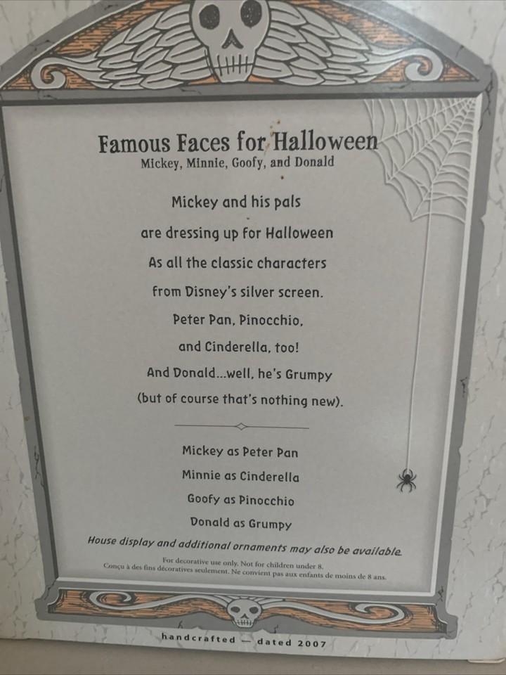 2007 Hallmark Disney Famous Faces for Halloween Ornament Set of 4 ...