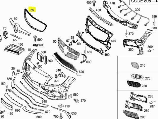 Genuine MERCEDES BENZ CLS W218 Front Grill Surround Trim Chrome ...