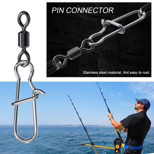 Steel T shape snap Rolling Swive Fishing Connector Swivels Snap Solid ...