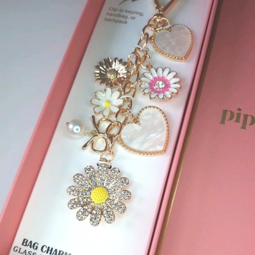 Piper.K Bag Charm & Key Chain Gold Tone Hearts Bow Flowers Pearl Summer ...