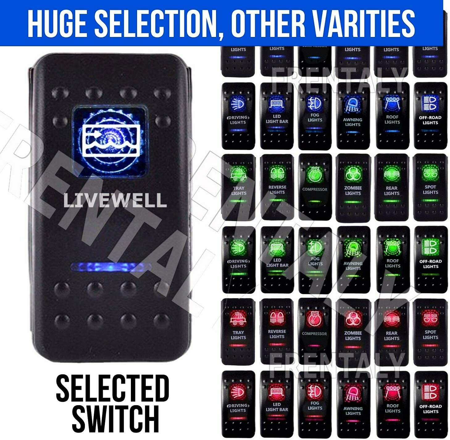Blue Light LED LIVEWELL 12V 20A 10A 5-pin Rocker Toggle Switch Car Boat ...