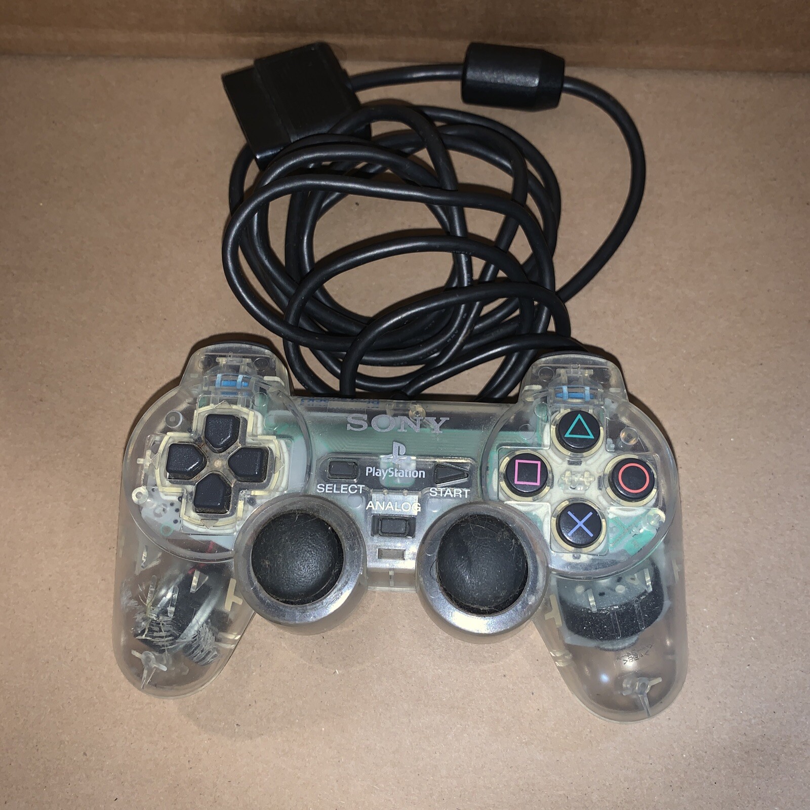 Sony PlayStation 2 Dual Shock 2 PS2 Controller Clear With Crack Case To ...