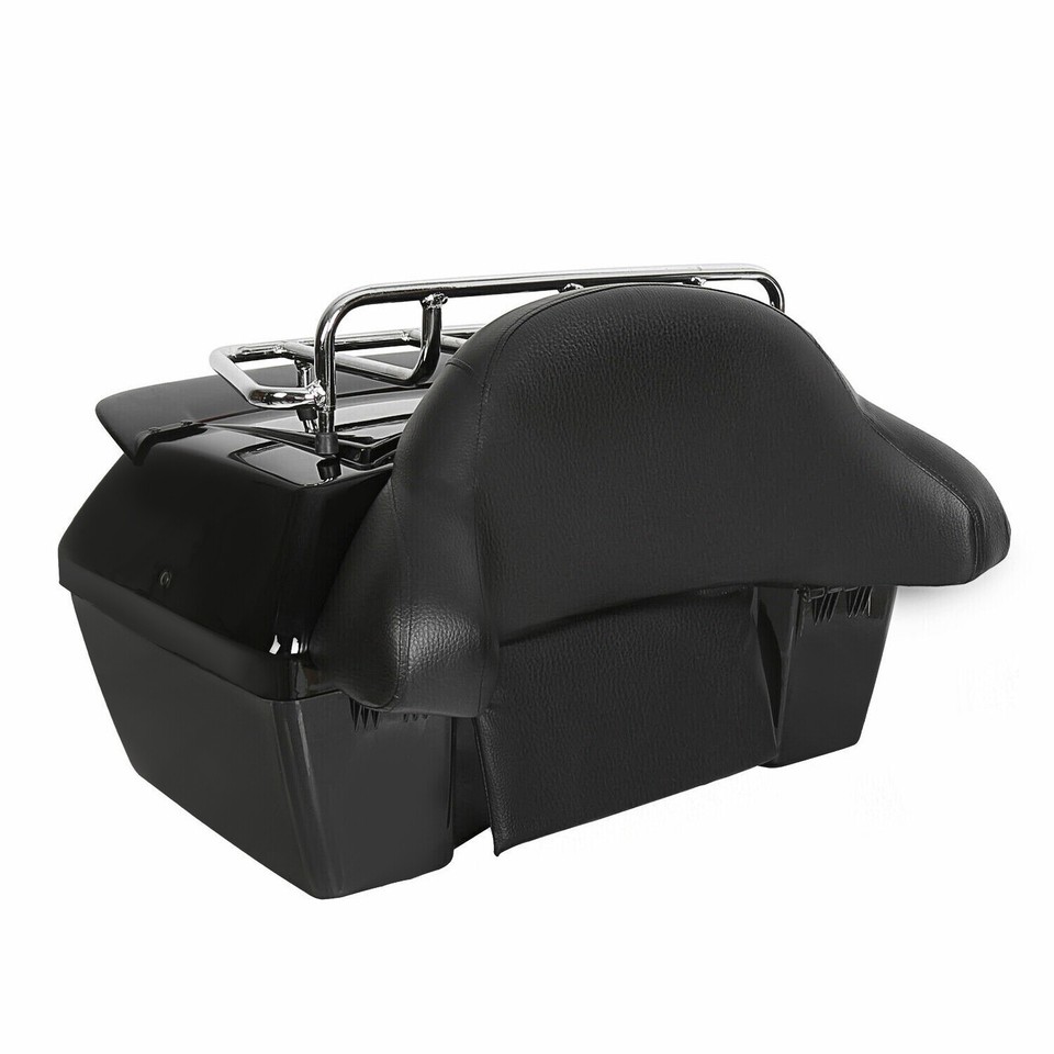 Black Motorcycle Trunk Tail Box Luggage Case top rack For Honda Harley ...