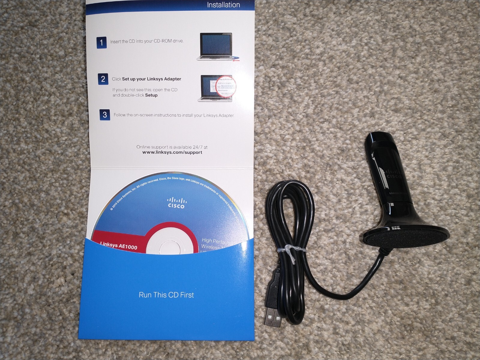 CISCO LINKSYS AE1000 High Performance Wireless-N USB ADAPTER Stand ...