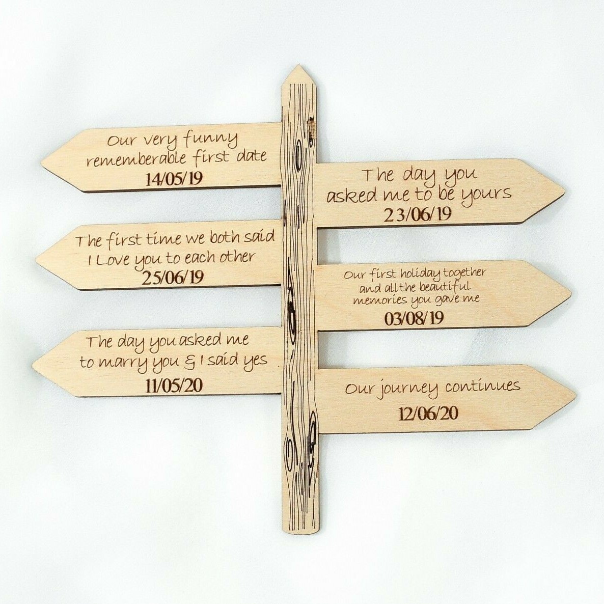 Wooden Personalised Rustic Signpost Our Journey Signpost Anniversary ...