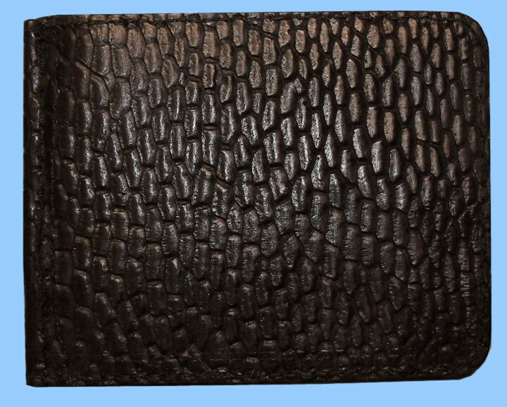 New MENS GENUINE BLACK BEAVER TAIL LEATHER MONEY CLIP-BILLFOLD WALLET ...