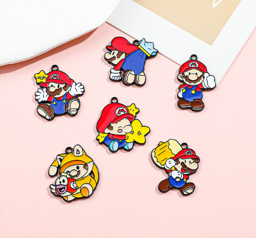 Lot 60 PCS cartoon Mario mix Enamel Charms Metal Pendants DIY Earring ...