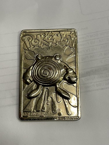 PoliWhirl Pokemon 1999 Nintendo Gold Toned Metal Bar Card | eBay