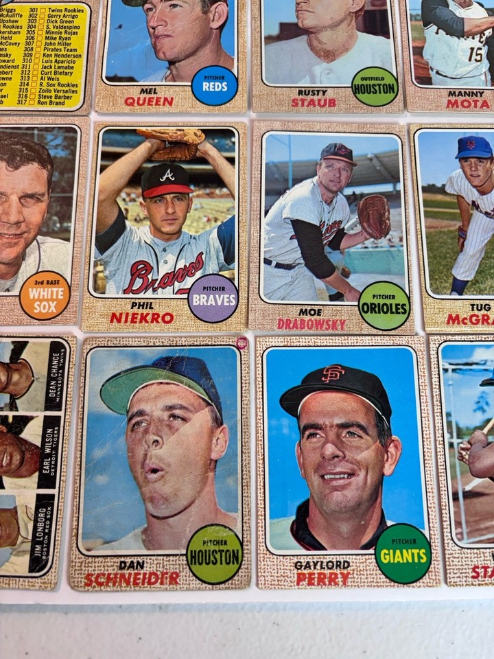 1968 Topps Baseball Card Partial Complete Set 143/598 Stars 33 Mid High ...