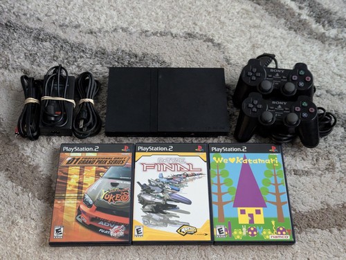 Official Sony Playstation 2 PS2 Slim SCPH-70012 Console Lot Bundle ...