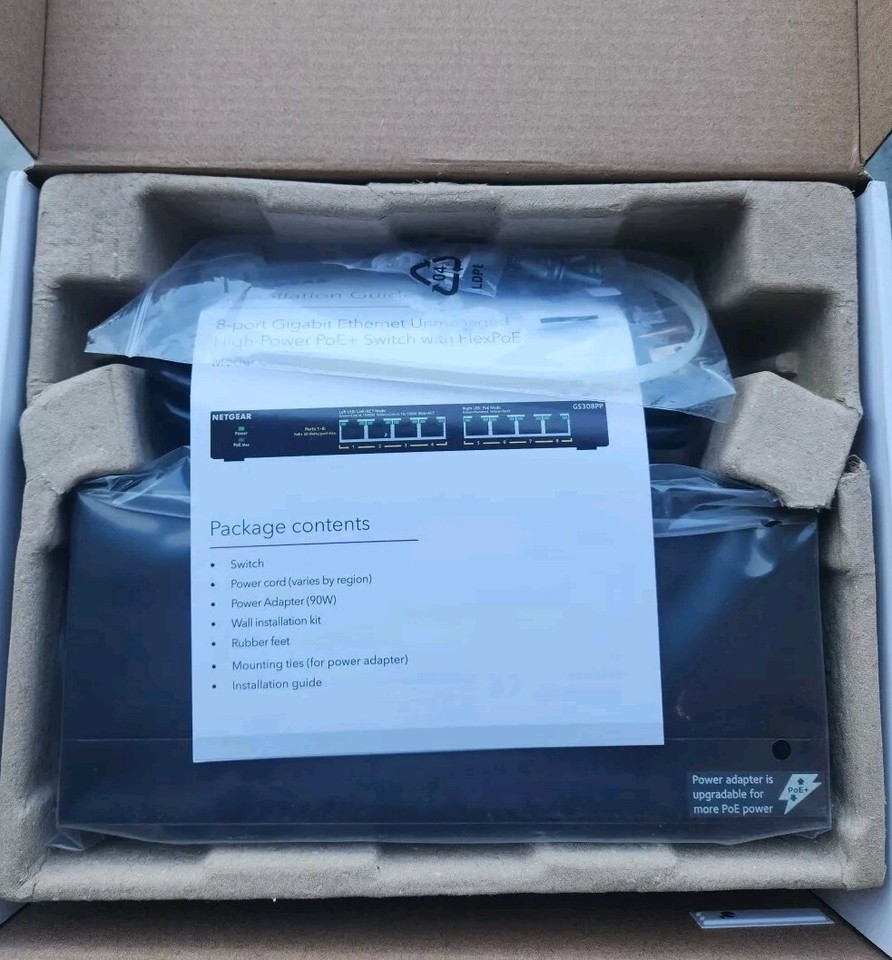 NETGEAR GS308P 8-Port Gigabit Ethernet Unmanaged Switch with 4-Ports ...