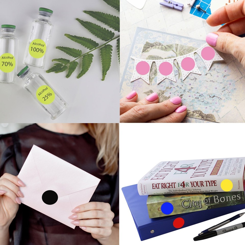 Color-Coding Labels in White Various Sizes 8MM-38MM (¼ " - 1 ½ ") 15 ...