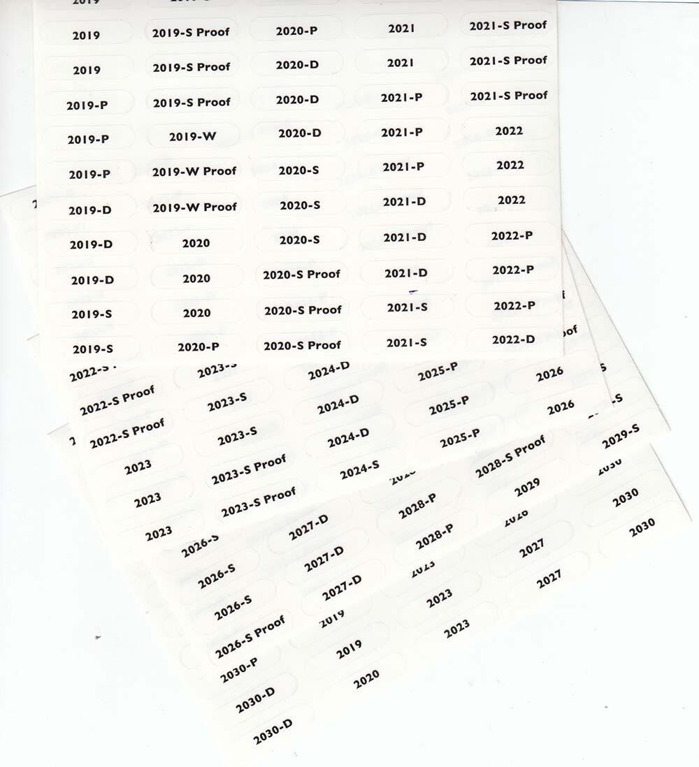 Littleton Coin Album Date Labels 2019-2030 P D &S Adhesive Clear Year ...