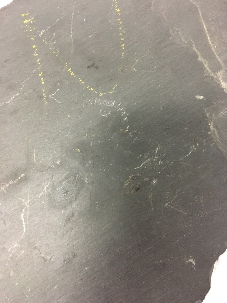 vintage hand carved slate stone big horn sheep carving signed Julie ...