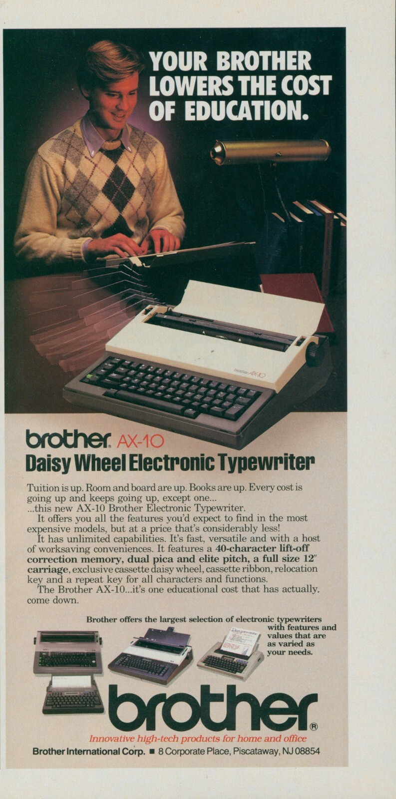 1985 Brother Daisy Wheel Electronic Typewriter Argyle Sweater Education ...