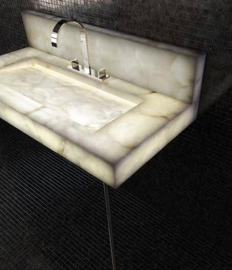 White Crystal Quartz Semiprecious Gemstone Sink / Stone Sink Bathroom ...