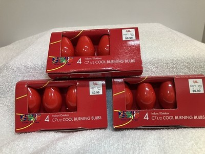 Lot Of 3 Vtg 4-Pks C7 1/2 Indoor/Outdoor Cool Burning Christmas Bulbs ...