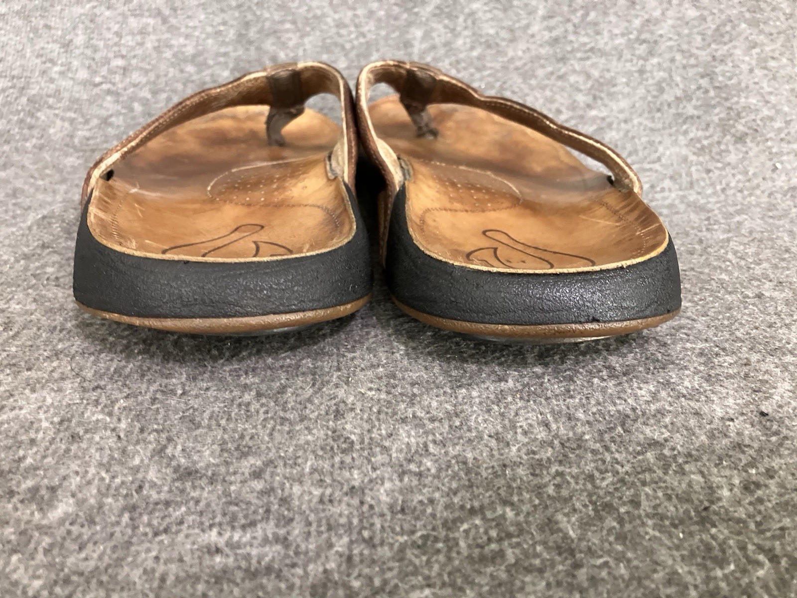 Olukai Kumu Sandals Men's 11 Brown Leather Slip On Flat Thongs ISSUES ...