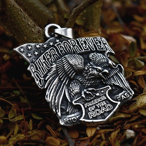 Motorcycle Necklace Eagle Pendant Biker Chains 316L Stainless Steel ...