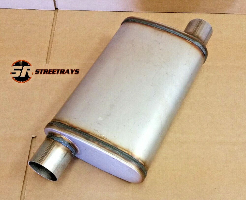 JONES EXHAUST MAX FLOW 4"x9" Oval Muffler 2.5" Offset Stainless Steel ...
