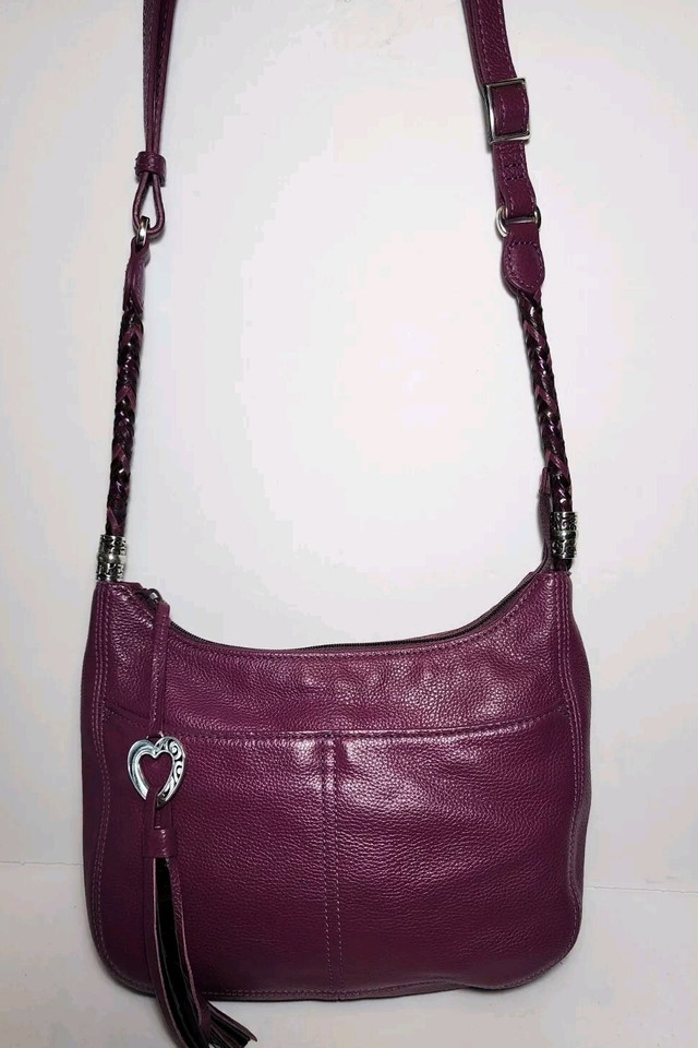 BRIGHTON BABY BARBADOS GUAVABERRY ZIPTOP LEATHER CROSSBODY SHOULDERBAG ...