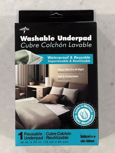 Medline Waterproof Washable Underpad locks in wetness 30"x34 ...