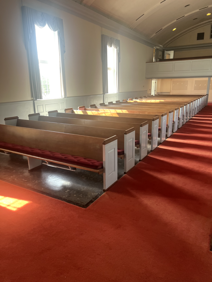 Walnut Church Pews with Red Cushions 9 ft. | eBay