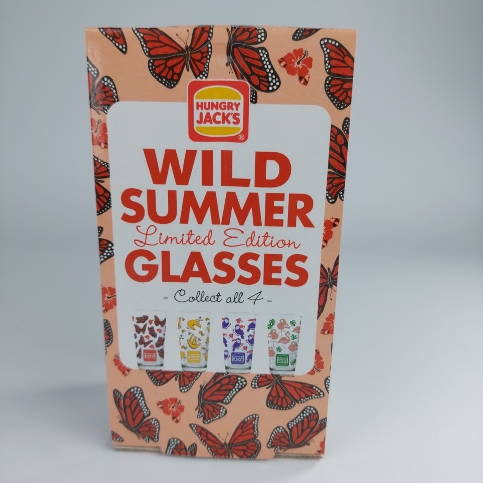 Hungry Jack's 2025 Wild Summer Limited Edition Glass Red Butterflies ...