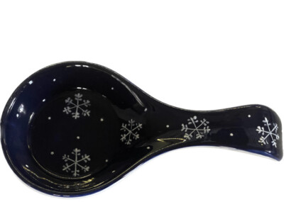 KIC Brushes Snowflakes Spoon Rest Hand Painted 8.75” | eBay