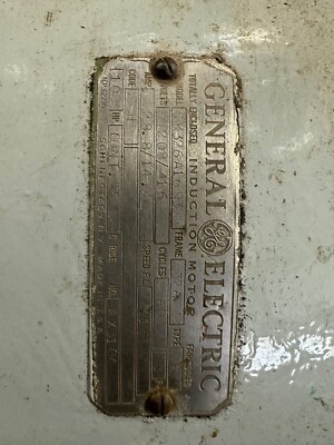 GENERAL ELECTRIC INDUCTION MOTOR 5K326A1693 10 HP PH 3 | eBay