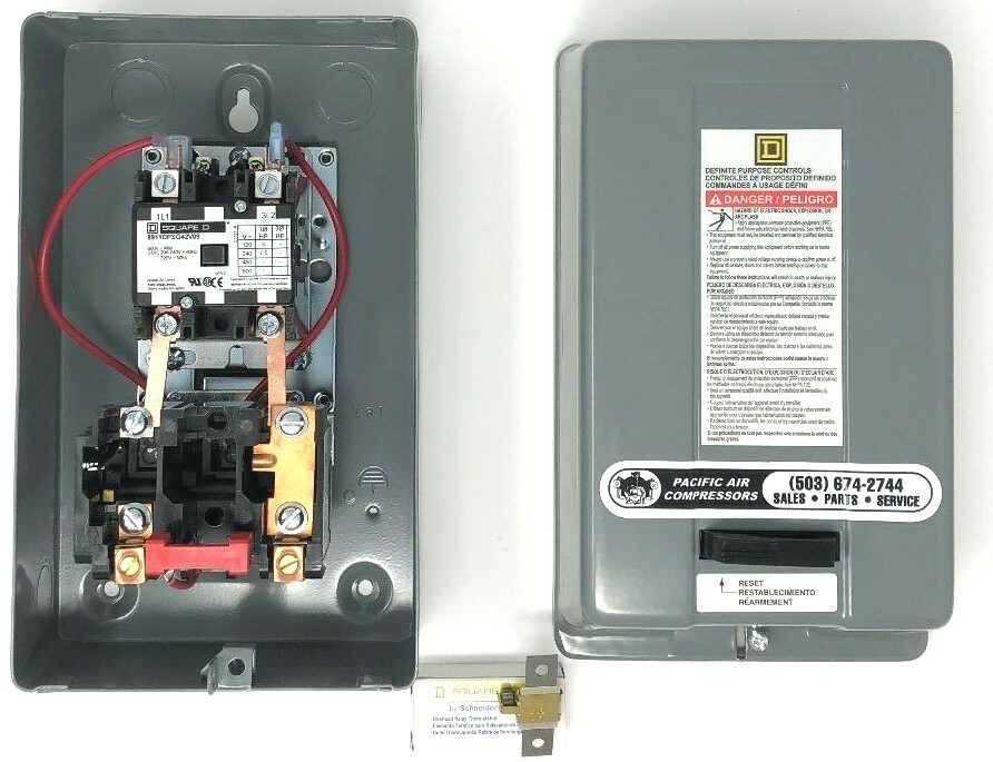 SQUARE D AIR COMPRESSOR MAGNETIC STARTER 5HP SINGLE PHASE 208-240 VOLT ...