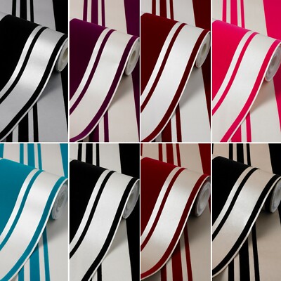 Exclusive Luxury Flock Velvet Stripe Shimmer Wallpapers All Colours ...