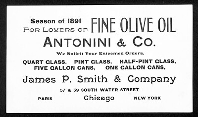 Antonini & Co. Olive Oil / Epp's Cocoa / James P. Smith Victorian Trade ...