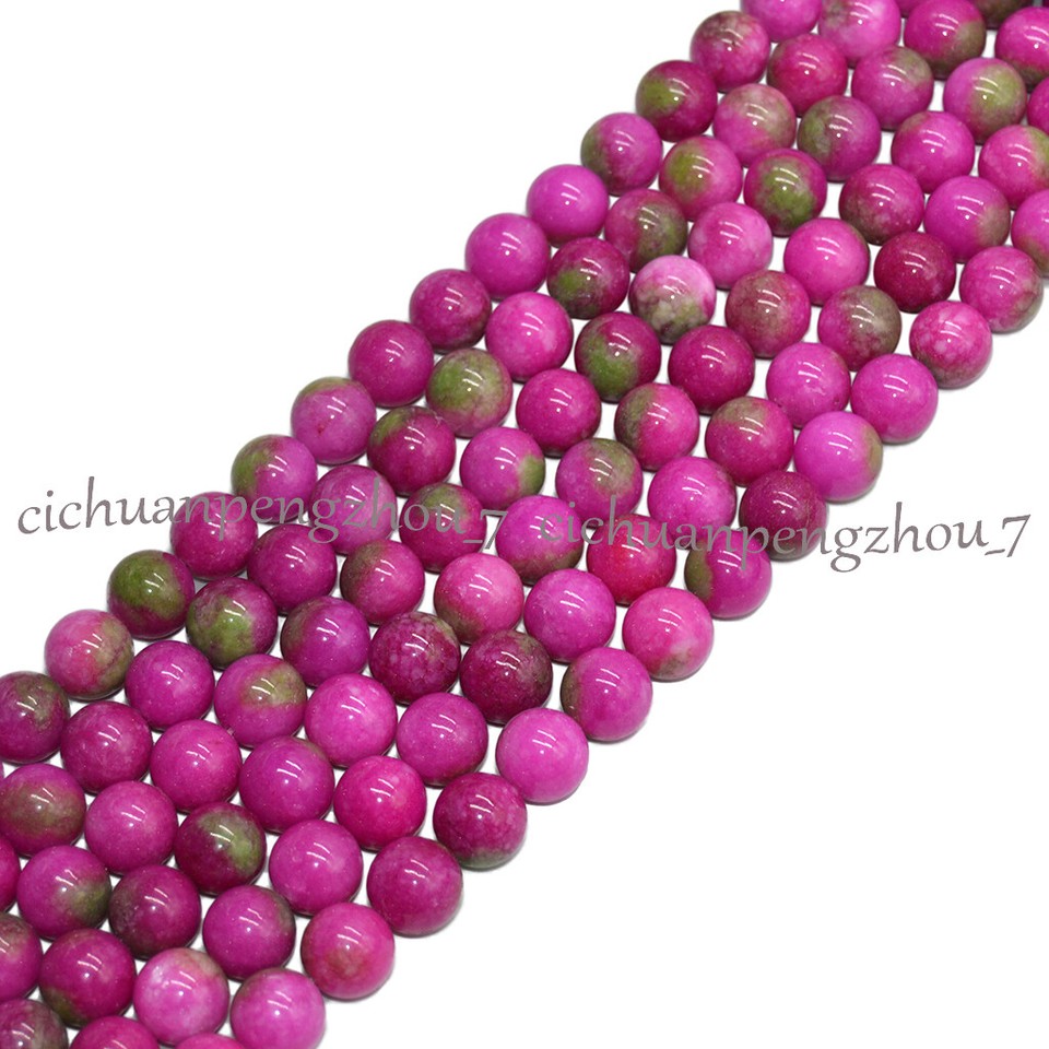 Natural Red Green Multicolor Jade 6/8/10/12/14mm Round Gemstone Loose ...