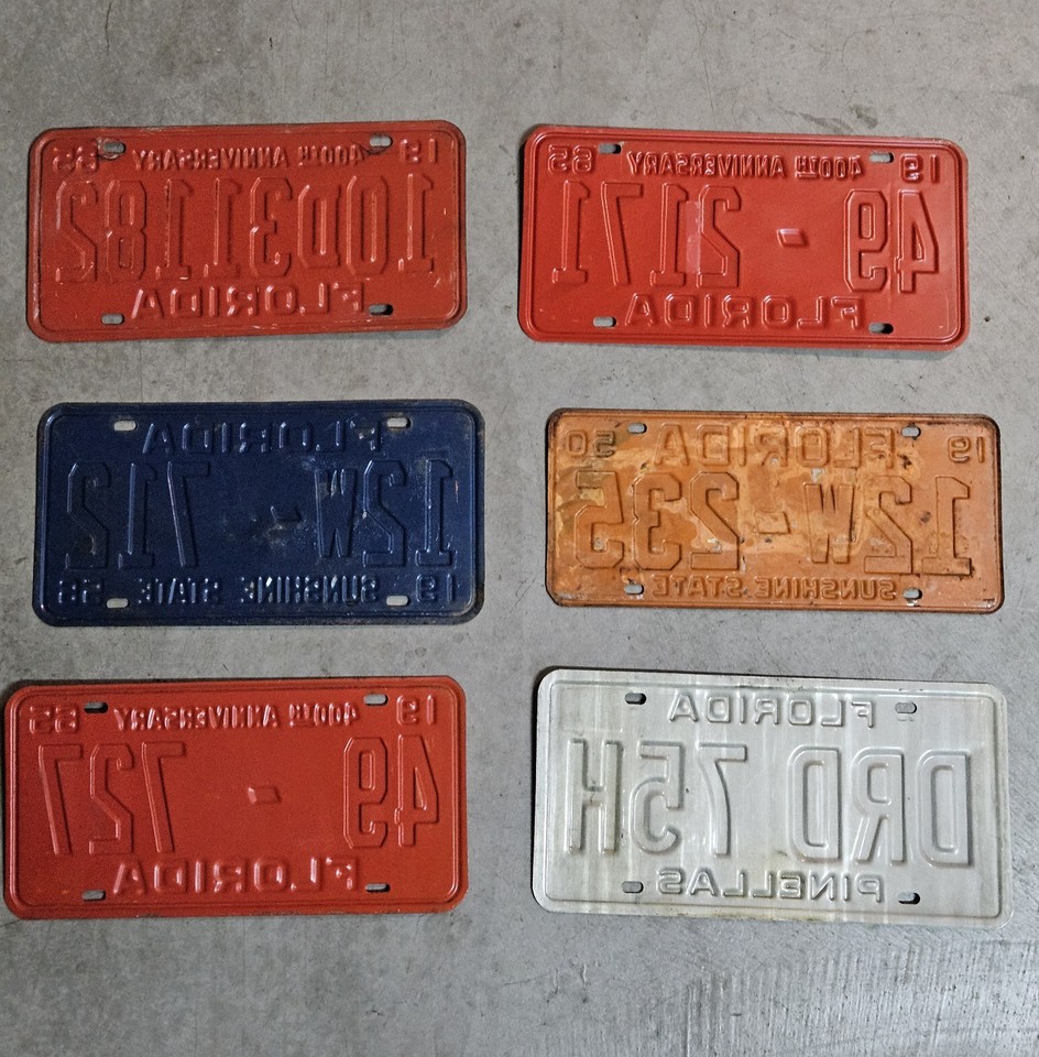 Lot of 6 Vintage Florida License Plates 1950, 1956+ 1965 400th ...