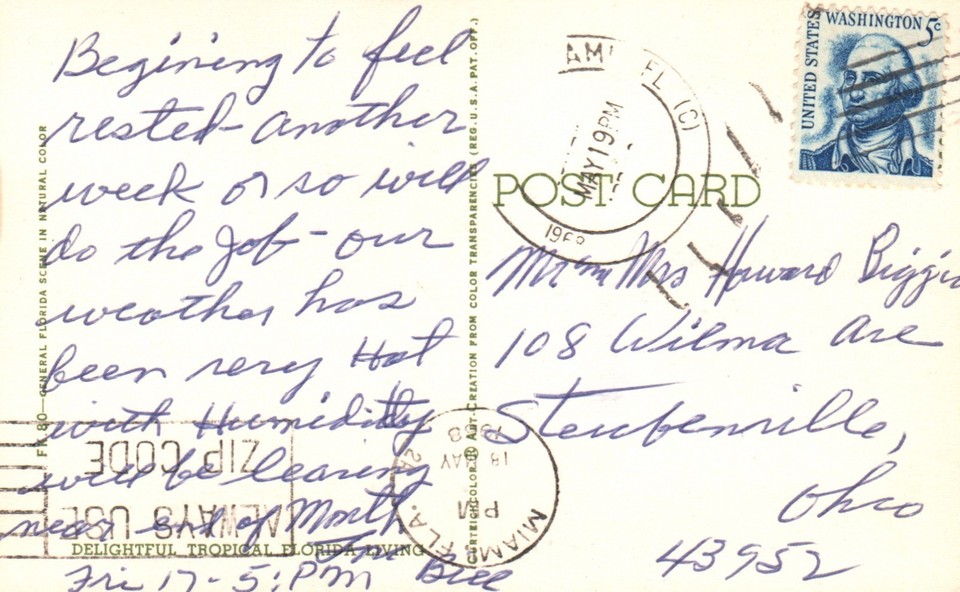 Postcard FL Delightful Tropical Florida Living Posted 1968 Vintage PC ...