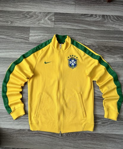Nike Vintage Brazil Yellow Track Jacket Big Logo Y2k Hype size mens S | eBay