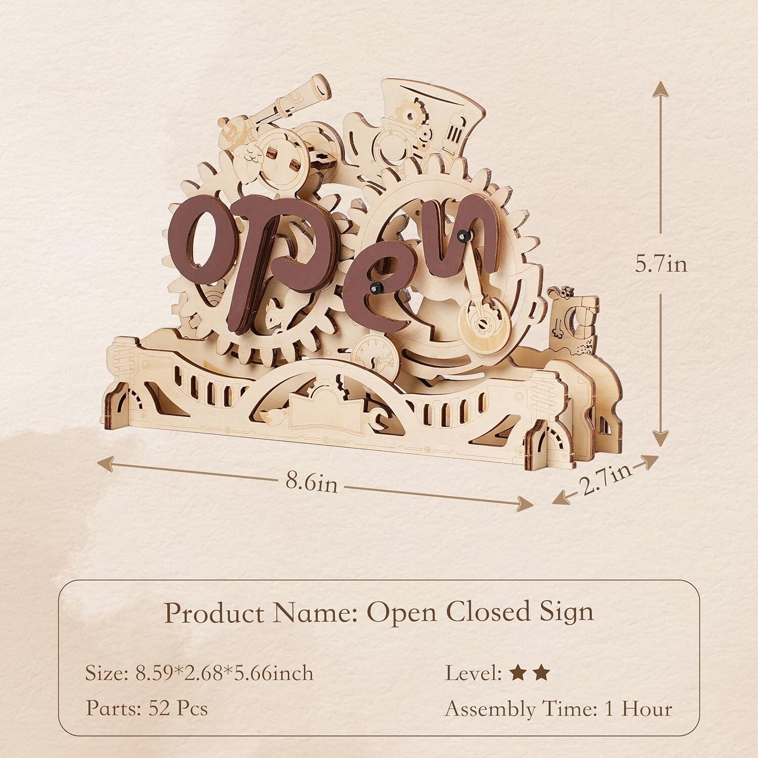 ROKR Open Closed Sign 3D Wooden Building Model Kits for Adults Shop ...